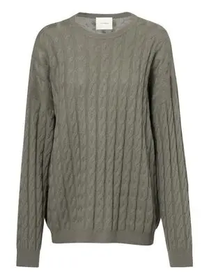 LISA YANG Cable-knit Cashmere Crewneck Sweater - Grey