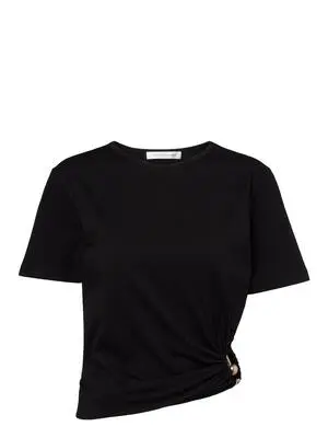 Christopher Esber Orbit Cotton Jersey Crop Top - Black