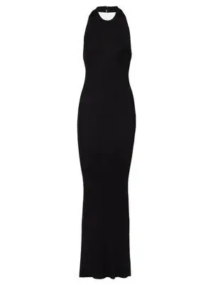 NILI LOTAN Ribbed-knit Halterneck Maxi Dress - Black