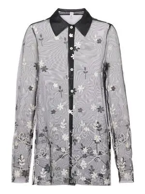 TOTEME Embroidered Semi-sheer Shirt - Black