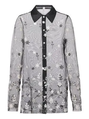 TOTEME Embroidered Semi-sheer Shirt - Black