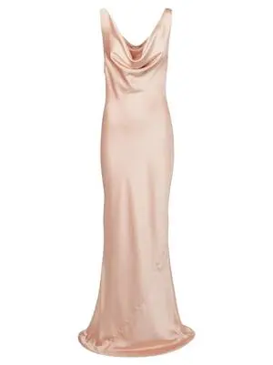 Norma Kamali Draped Satin Gown - Pink