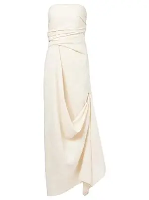 Staud Caravaggio Draped Linen Maxi Dress - Beige