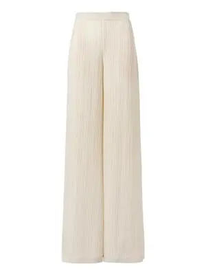 JOSEPH Mawn Pleated Jacquard Wide-leg Pants - White