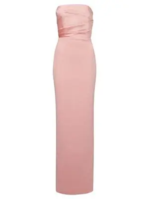 Solace London Afra Crêpe And Satin Bustier Gown Pink