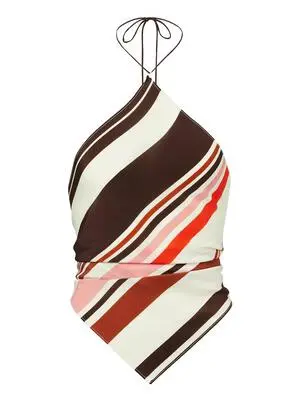 Sir The Label Thistle Striped Open-back Silk Satin Top - Multicoloured