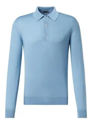 TOM FORD Cashmere And Silk Polo Shirt - Blue