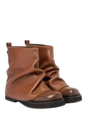 Attico Mini Robin Leather Combat Boots - Brown