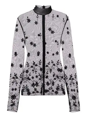 TOTEME Embroidered Tulle Blouse - Black