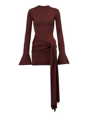 AYA MUSE Draped Silk And Cotton Minidress - Burgundy