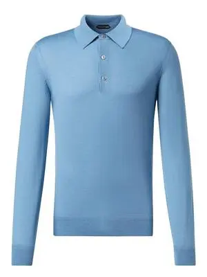 TOM FORD Cashmere And Silk Polo Shirt - Blue
