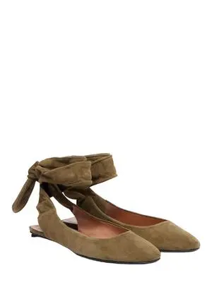 Attico Cloe Suede Ballet Flats Green