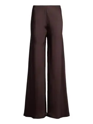 Norma Kamali High-rise Wide-leg Satin Pants - Brown