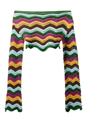 BANANHOT Helena Striped Cotton-blend Crop Top - Multicoloured
