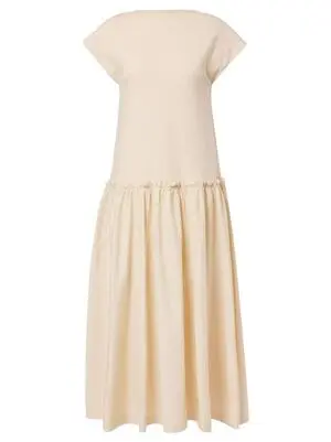 JOSEPH Cotton Poplin Jersey Maxi Dress - Beige