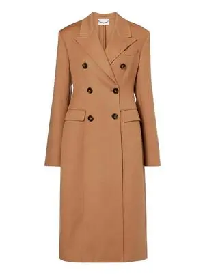 Stella McCartney Double-breasted Virgin Wool Coat - Brown