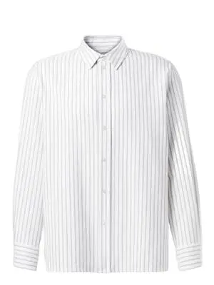 Saint Laurent Cassandre Striped Cotton Poplin Shirt - White
