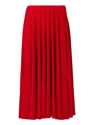 Norma Kamali Pleated Midi Skirt - Red