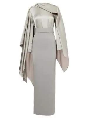 Solace London Rosalia Draped Satin-trimmed Gown - Grey