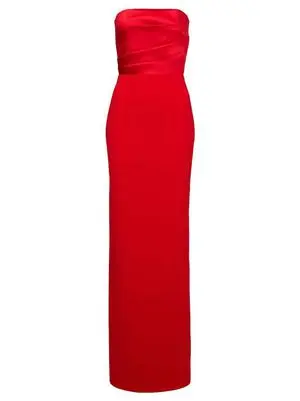 Solace London Afra Satin-Trimmed Gown Red