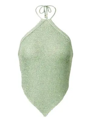BANANHOT Liz Sequined Knitted Halterneck Top - Green