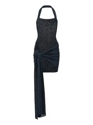 AYA MUSE Gathered Lamé Minidress - Blue