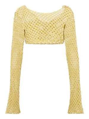 BANANHOT Magen Crochet Cotton-blend Crop Top - Yellow