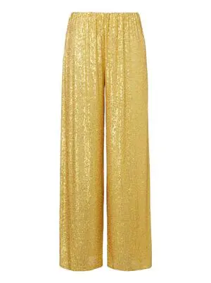Norma Kamali High-rise Sequined Wide-leg Pants - Gold