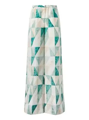 JOSEPH Thoresby Printed Silk Wide-leg Pants - Green