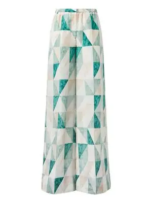 JOSEPH Thoresby Printed Silk Wide-leg Pants - Green