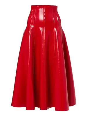 Norma Kamali Pleated Midi Skirt - Red