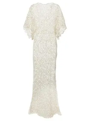 Norma Kamali Obie Crochet Cotton And Linen Maxi Dress - White