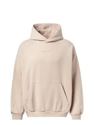Balenciaga Logo Cotton Fleece Hoodie - Beige
