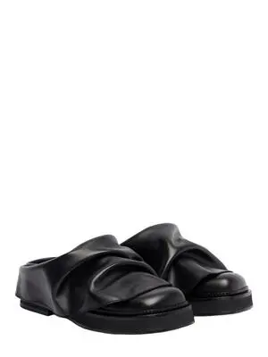 Attico Mini Robin Leather Mules - Black
