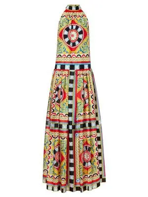 Dolce & Gabbana Taormina Printed Halterneck Silk Gown - Multicoloured