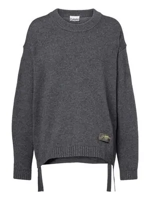 GANNI Logo Wool-blend Sweater - Grey
