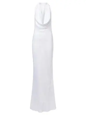 Norma Kamali Halterneck Draped Gown - White