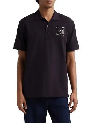 MONCLER Varsity Monogram Cotton Piqué Polo