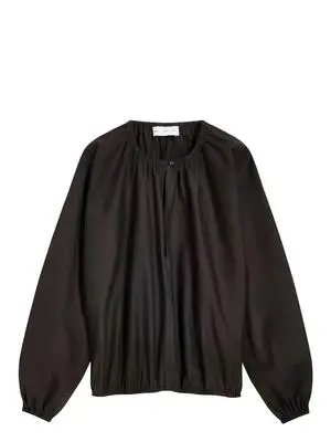 Proenza Schouler White Label Gathered-neck Balloon-sleeve Top - Black