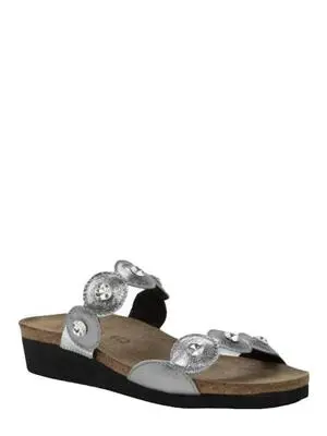 Naot Hailey Slide Sandal Dark Pewter Leather