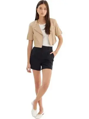 LAMARQUE LAMARQUE Kirsi Cropped Biker Jacket Wheat