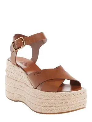 Chloé Isla Platform Espadrille Sandal - Ginger Brown