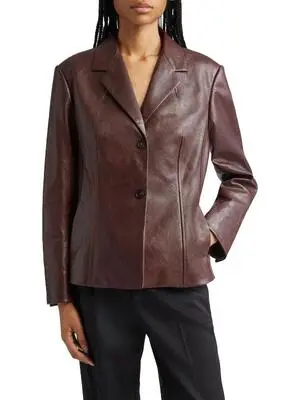 FERRAGAMO Tailored Leather Blazer - Dark Brown