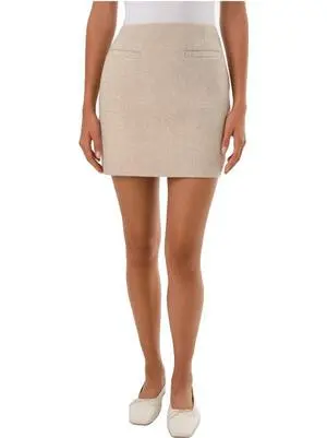 LAMARQUE Candela Double Face Wool Mini Skirt - Heather Beige