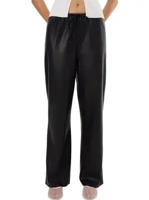 LAMARQUE Faux Leather Relaxed Pant - Black