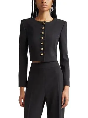 Carolina Herrera Collarless Cropped Jacket - Black