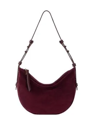THE SAK Tess Leather Shoulder Bag Black Cherry Suede