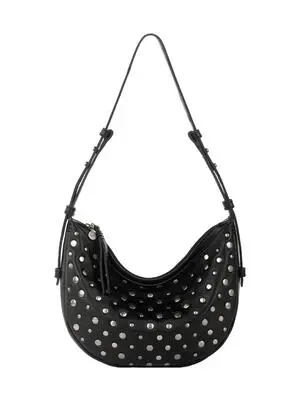 THE SAK Tess Leather Shoulder Bag Black Silver Stud