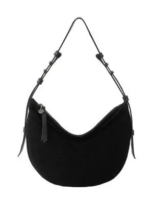 THE SAK Tess Leather Shoulder Bag Black Suede