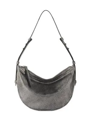 THE SAK Tess Leather Shoulder Bag Dark Silver